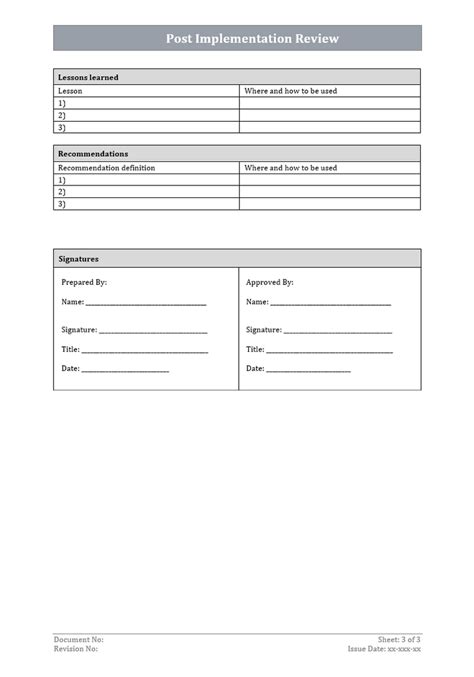 Post Implementation Review Template It Governance Docs