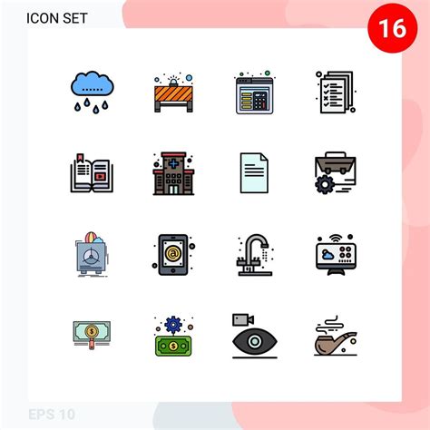 Stock Vector Icon Pack Of 16 Line Signs And Symbols For Tutorial Book Browser Management