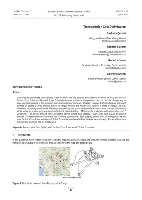 Pdf Transportation Cost Optimization