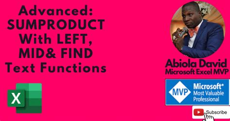 Advanced Sumproduct With Mid Left And Find Text Functions Data Analytics