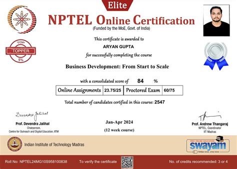 Aryan Gupta On Linkedin Nailed The Business Development Course At Iit Madras Top 5 And Ready…