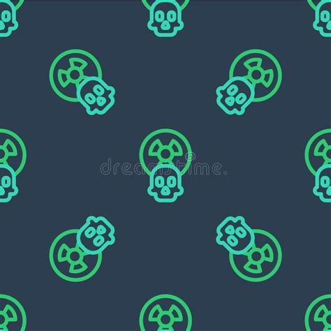 Line Radioactive Icon Isolated Seamless Pattern On Blue Background