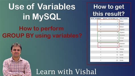 Creating Variables With Select In Mysql Group By Mysql Dbms Learn With Vishal Youtube