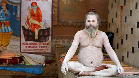 VARANASI INDIA MAY 2013 Naked Sadhu Posing Editorial Image Image