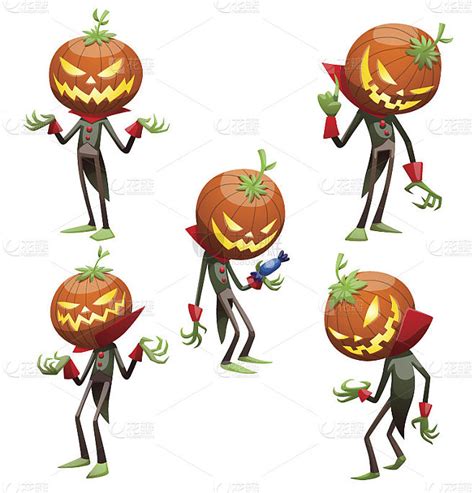 一套五个南瓜灯