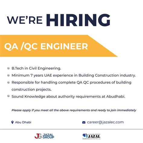 Jazal Engineering And Contracting Llc Official On Linkedin Qa Qc