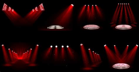 조명 효과 스포트라이트 세트 프리미엄 벡터