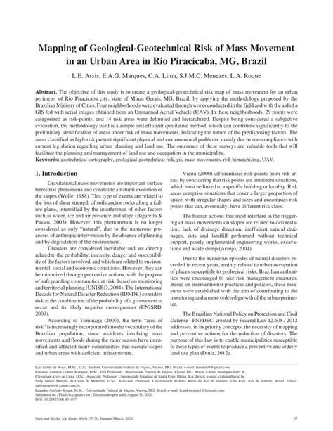 Pdf Mapping Of Geological Geotechnical Risk Of Mass Movement In An