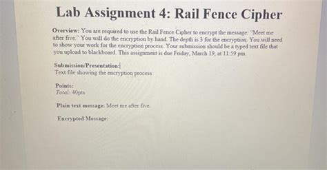 solved lab assignment 4 rail fence cipher overview you are