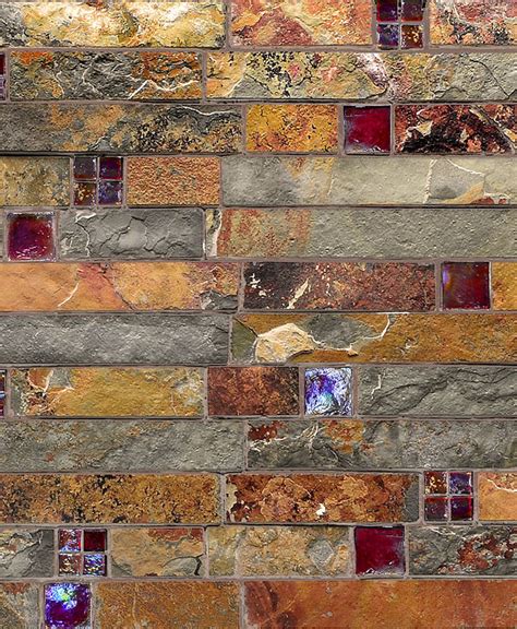 Slate Mosaic Brown Rusty Kitchen Backsplash Tile