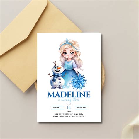 Frozen Birthday Invitation Template Canva Elsa Invitation Inspire