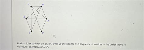 Solved How To Solve Find An Euler Path For The Graph Enter