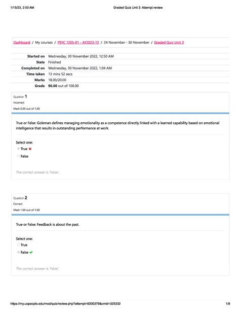 Graded Quiz Unit PSYC PSYC Studocu