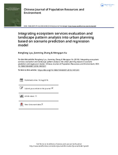 Pdf Integrating Ecosystem Services Evaluation And Landscape Pattern