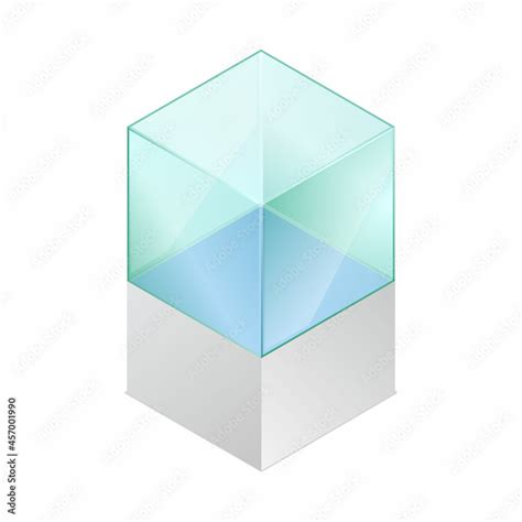 Isometric Vector Illustration Empty Glass Cube Isolated On White
