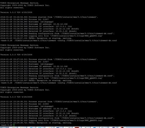 Tibco Ems Start Up Error Stack Overflow