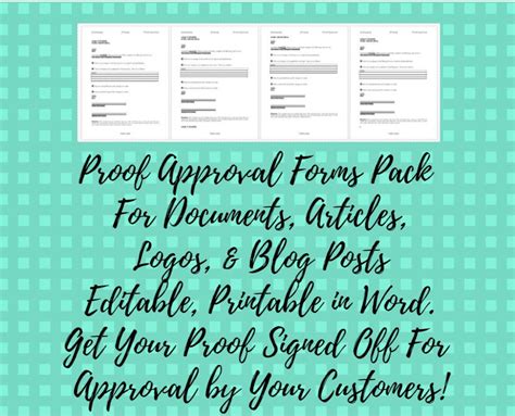 Proof Approval Forms Editable Business Templates Printable Etsy