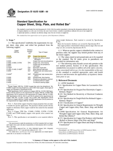 Astm B152 B152m Pdf Rolling Metalworking Sheet Metal
