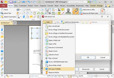 Tabs Guide Home Tab Link Options Set Layer Visibility