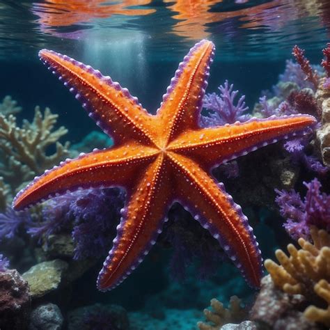 Premium Photo Vibrant Red Starfish Floating In Space