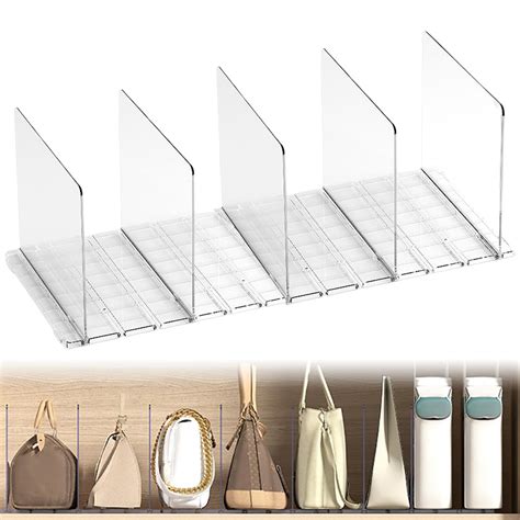 5pcs Shelf Dividers For Closets Plastic Transparent Handbag Purse Bag Clothes Divider Shelf