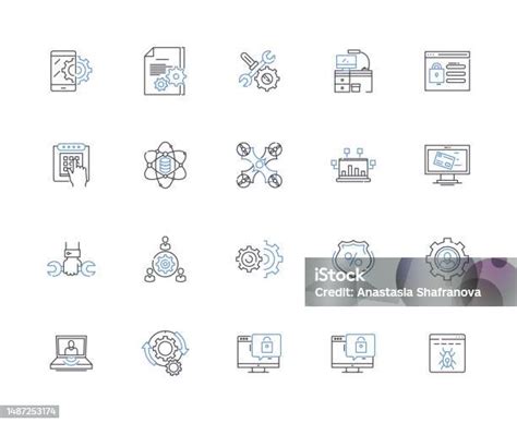 라우터 회선 아이콘 모음입니다 Nerk 모뎀 와이파이 인터넷 이더넷 무선 방화벽 벡터 및 선형 그림 Lan Wan 스위치 개요 표지판 세트 Vpn에 대한 스톡 벡터 아트 및