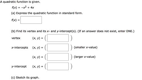 Solved A Quadratic Function Is Given Rx X2 4x A