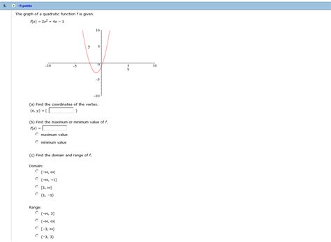 solved the graph of a quadratic function f is given f x
