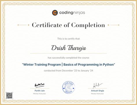 Excited To Share That Ive Completed Coding Ninjas Winter Training Program Basics Of
