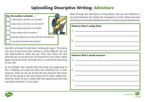 Uplevelling Descriptive Writing Adventure Pdf