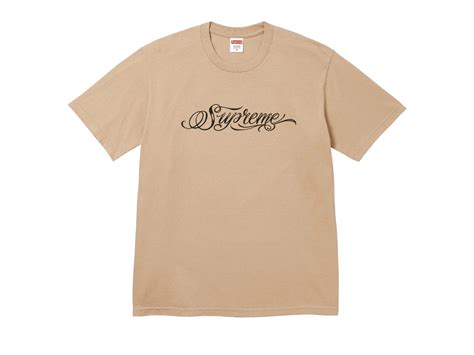 Supreme Script Tee Khaki Fw24 Shop Authentic At Sasom