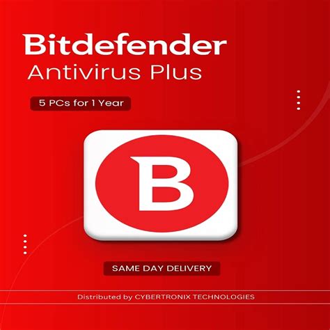 Bitdefender Antivirus Plus 5 Pcs For 1 Year Digital License Same