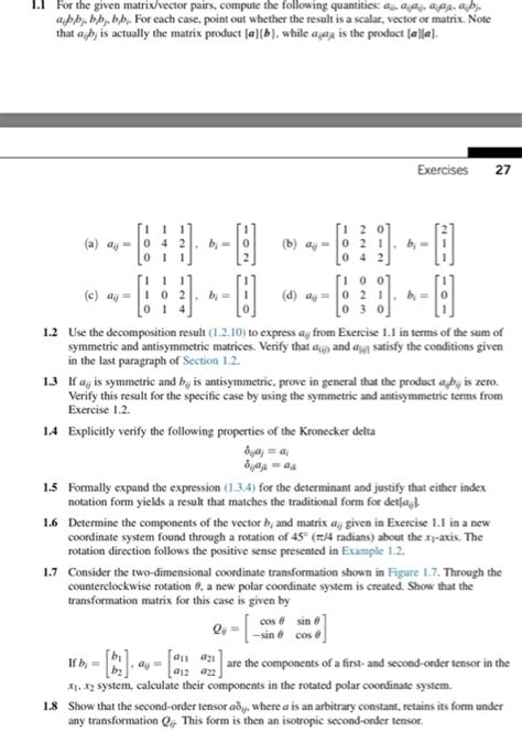 Solved 11 For The Given Matrixvector Pairs Compute The