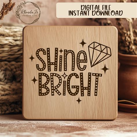 Shine Bright Svg File For Laser Engraving Diamond Decor Star Decor