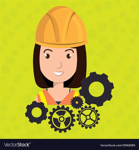 Woman Construction Tool Gears Royalty Free Vector Image