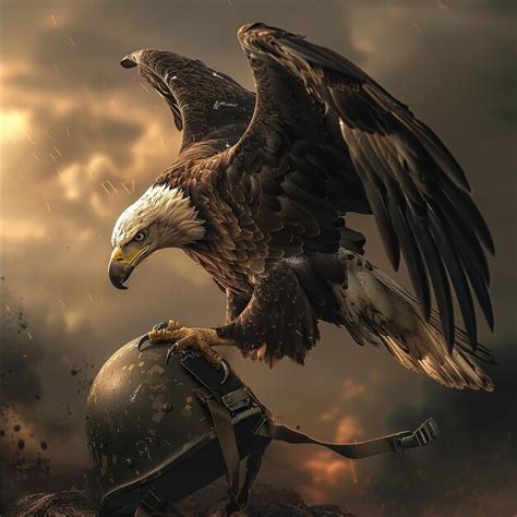 Premium Photo Bald Eagle Landing On Military Tribute Sculpture