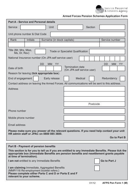 Afps Pensions Form 1 Pdf Ministry Of Defence