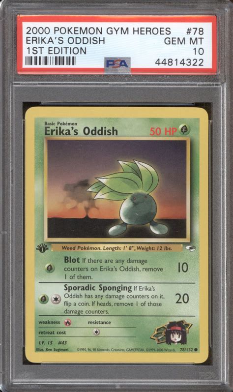 Erikas Oddish 2000 Pokemon Gym Heroes 78132 1st Edition Psa 10