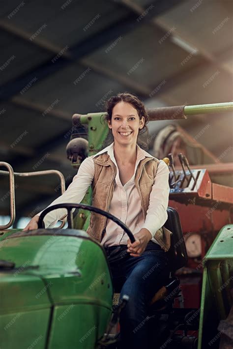 Premium Photo Happy Woman And Farmer In Portrait On Driving Tractor