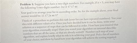 Solved Problem Suppose You Have N Two Digit Numbers For Chegg