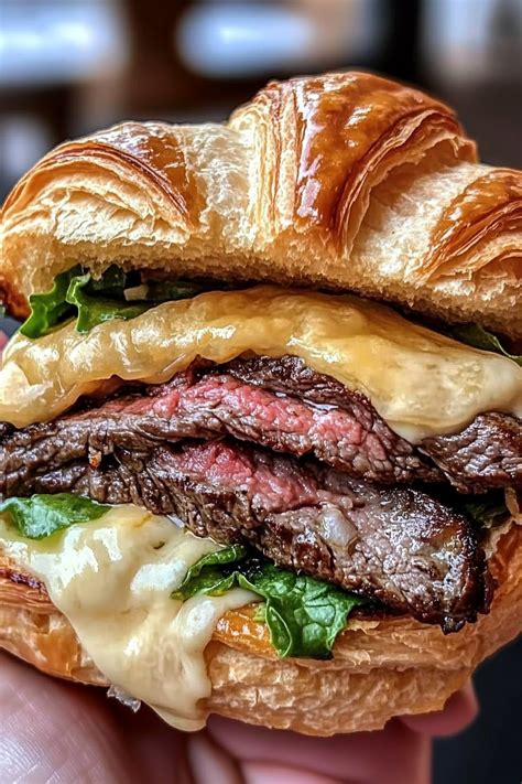 Gourmet Croissant Steak And Cheese Sandwich Ростбиф Вкусняшки Еда