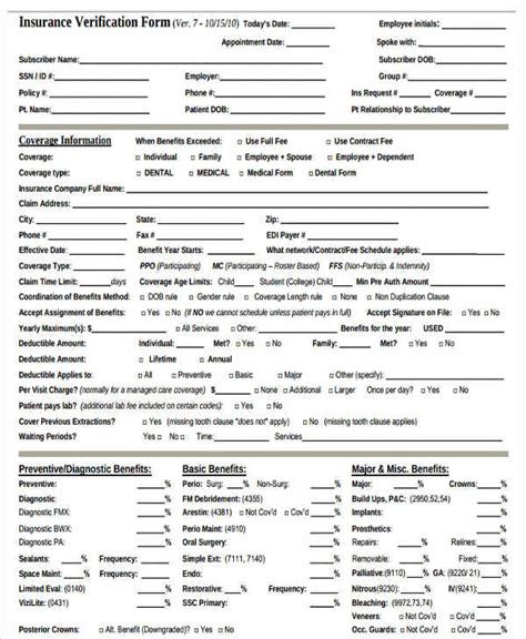 Free 23 Insurance Verification Forms In Pdf