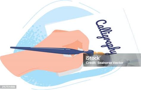 Hand Practicing Calligraphy Ink Pen Writing Word Calligraphy Paper Detailed Depiction Process