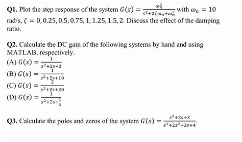Solved Q1 ﻿plot The Step Response Of The System