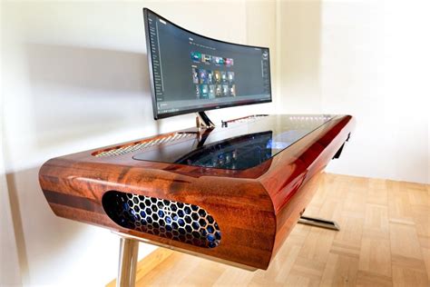 Custom Wooden Desk Workspace Head Here To Find Out More About This Workspace… Wooden Desk Pc