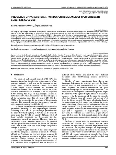Innovation Of Parameter Cc For Design R Pdf Strength Of Materials