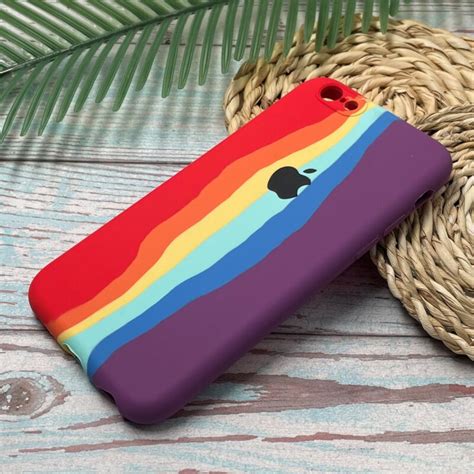 قاب گوشی Iphone 6 Iphone 6s آیفون سیلیکونی پاک کنی اورجینال آبرنگی رنگین کمانی داخل مخمل محافظ