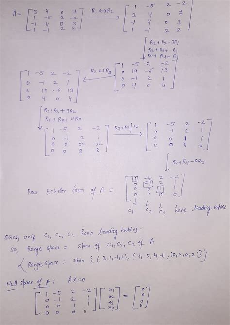 Solved Calculate Bases For The Range Space And The Bases For The Null Course Hero