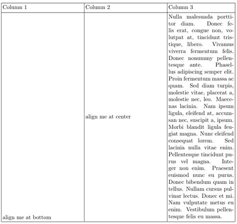 Vertical Alignment Align Table Content Vertically For One Column And At Bottom For Another
