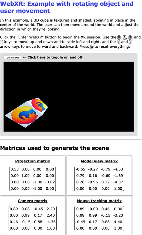 movement orientation and motion a webxr example web apis mdn